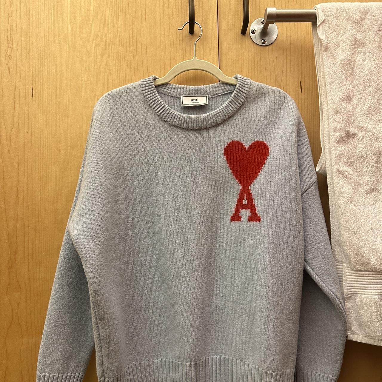 light blue AMI de coeur sweater, virgin wool - Depop