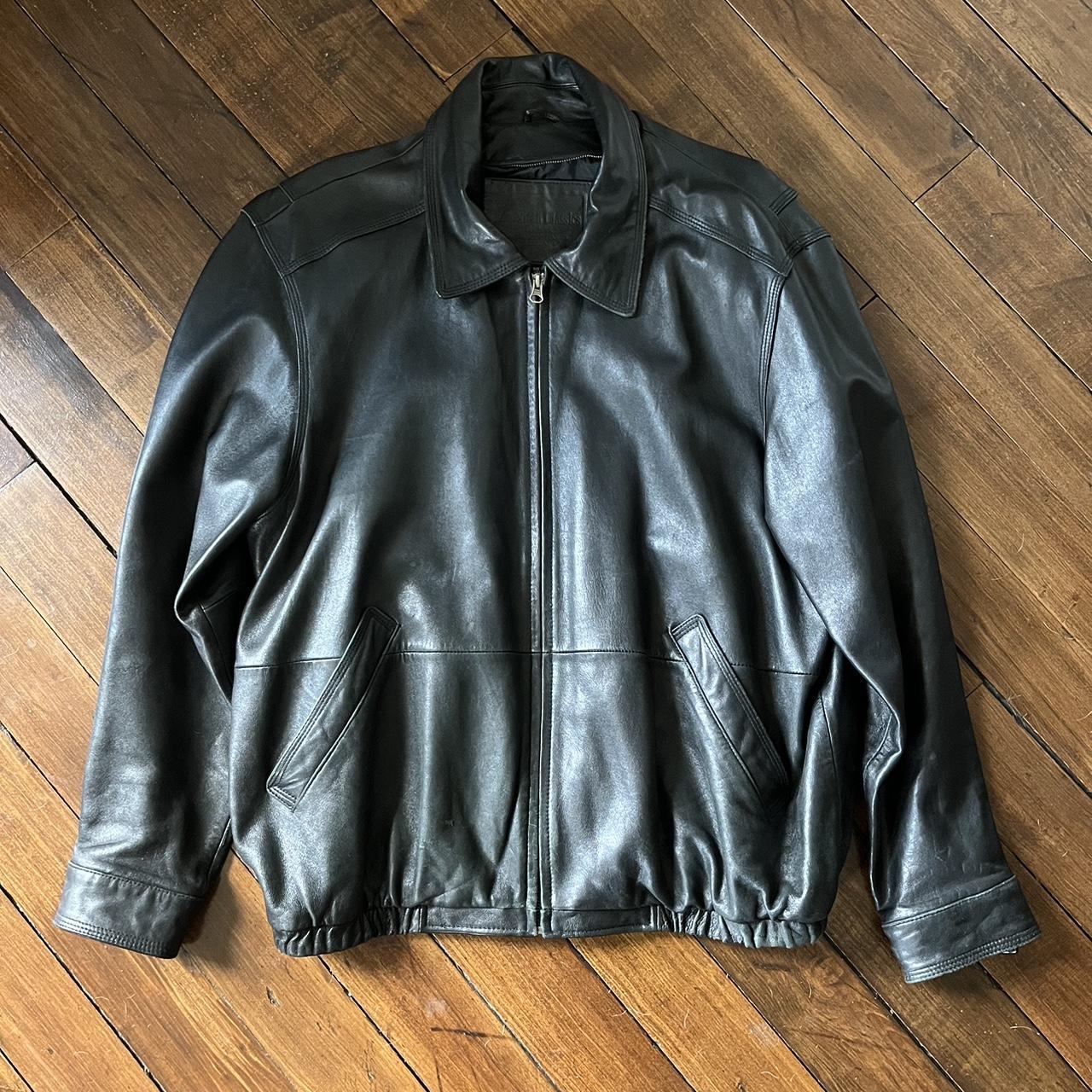 Men’s size large leather jacket full genuine... - Depop