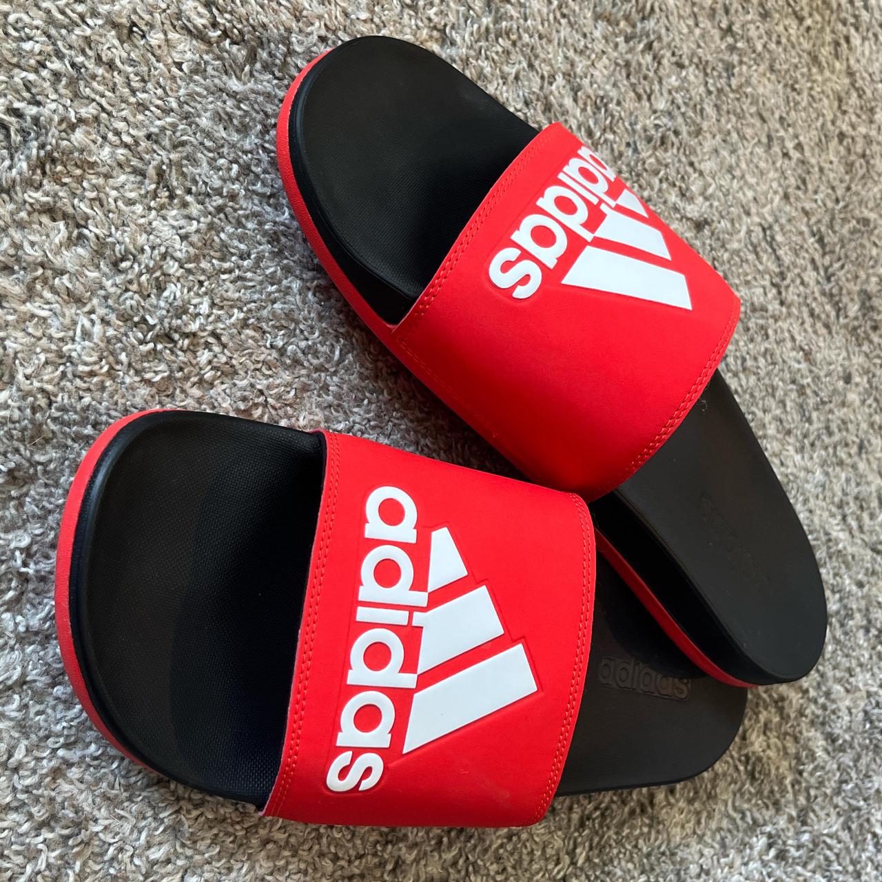 Red Adidas Adilette Comfort Slides Perfect... - Depop