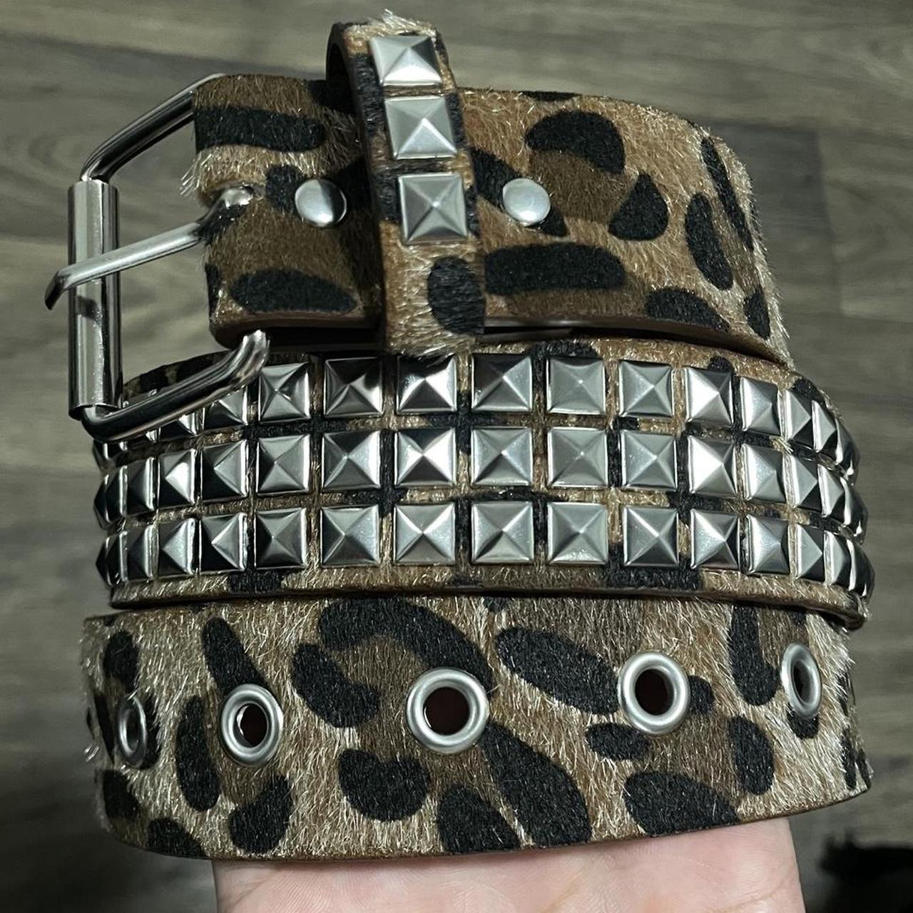 Brown Cheetah Print Studded Belt Y2K/grunge style... | Depop