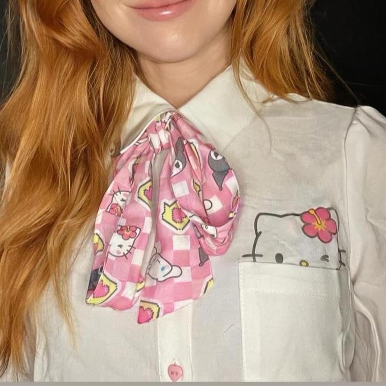 Hello Kitty Button Down blouse with attached neck... | Depop