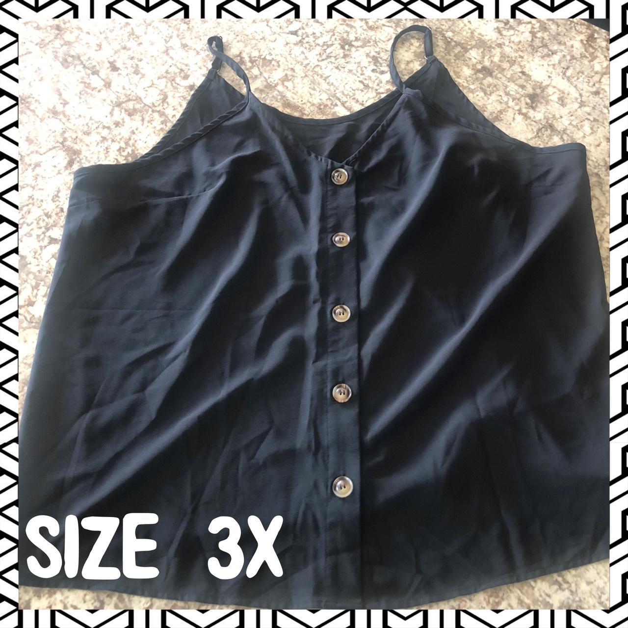Black tank top with thin straps and button front,... - Depop