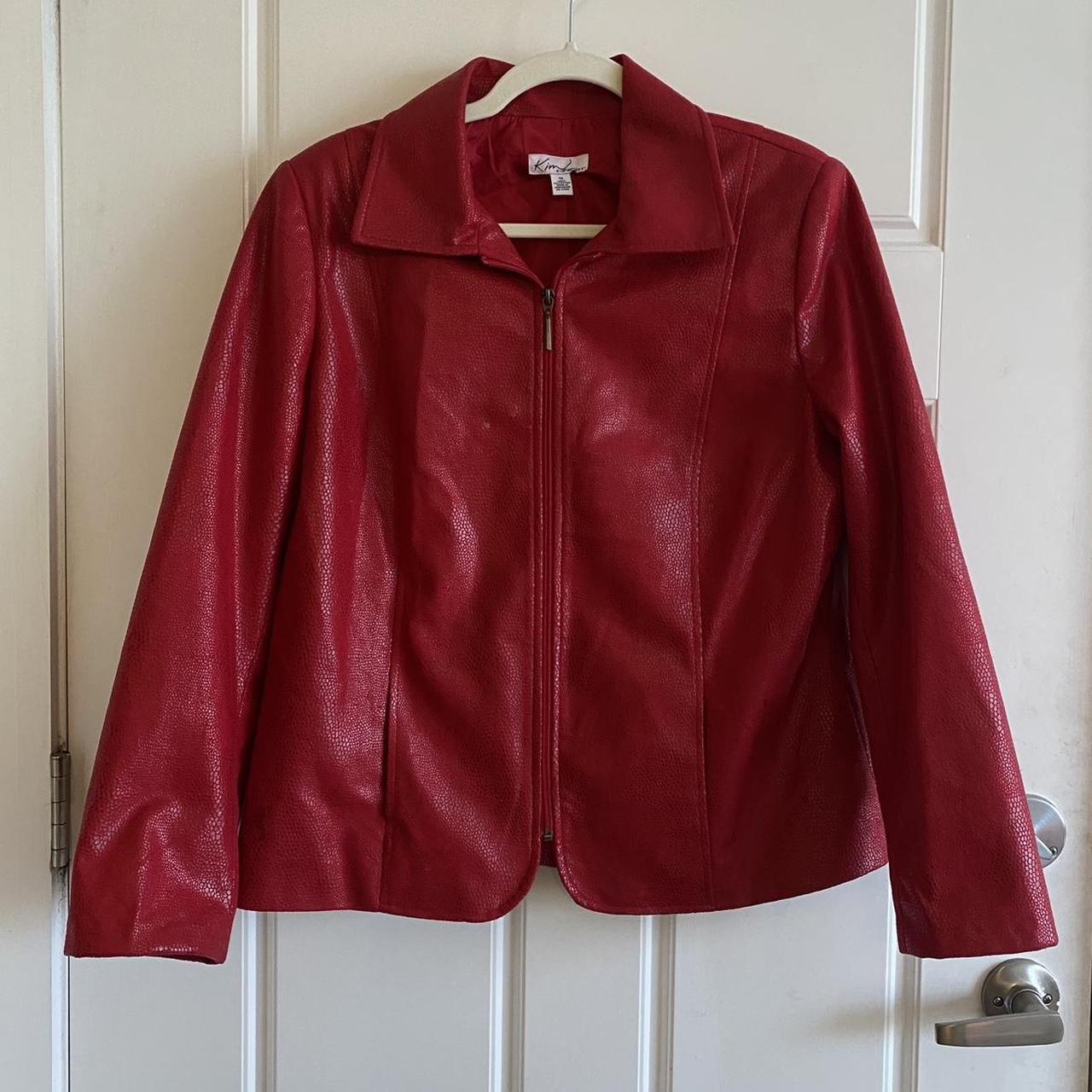 red faux-leather jacket 🪽 rockstar aesthetic... - Depop