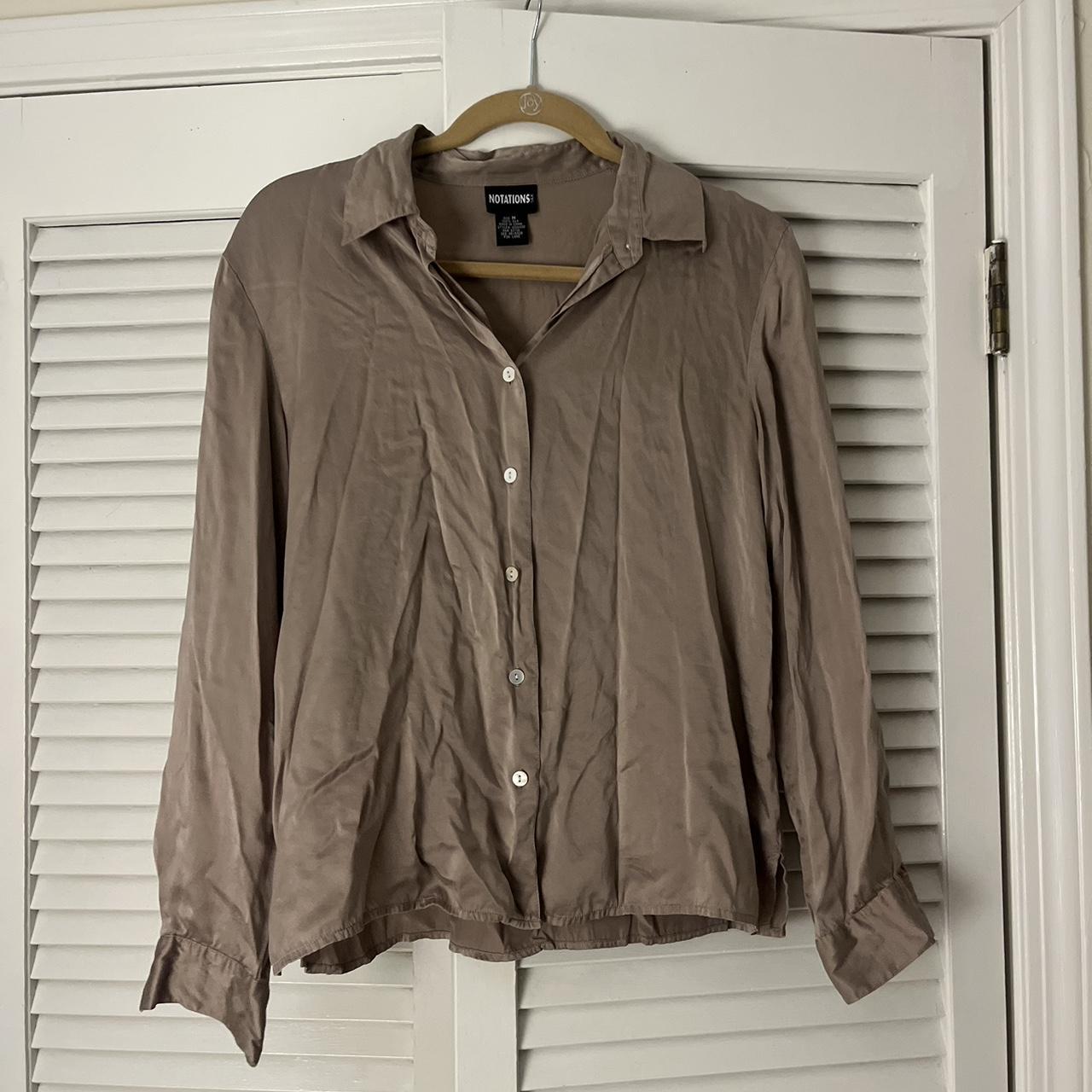 Silk button up top 100% silk - Depop