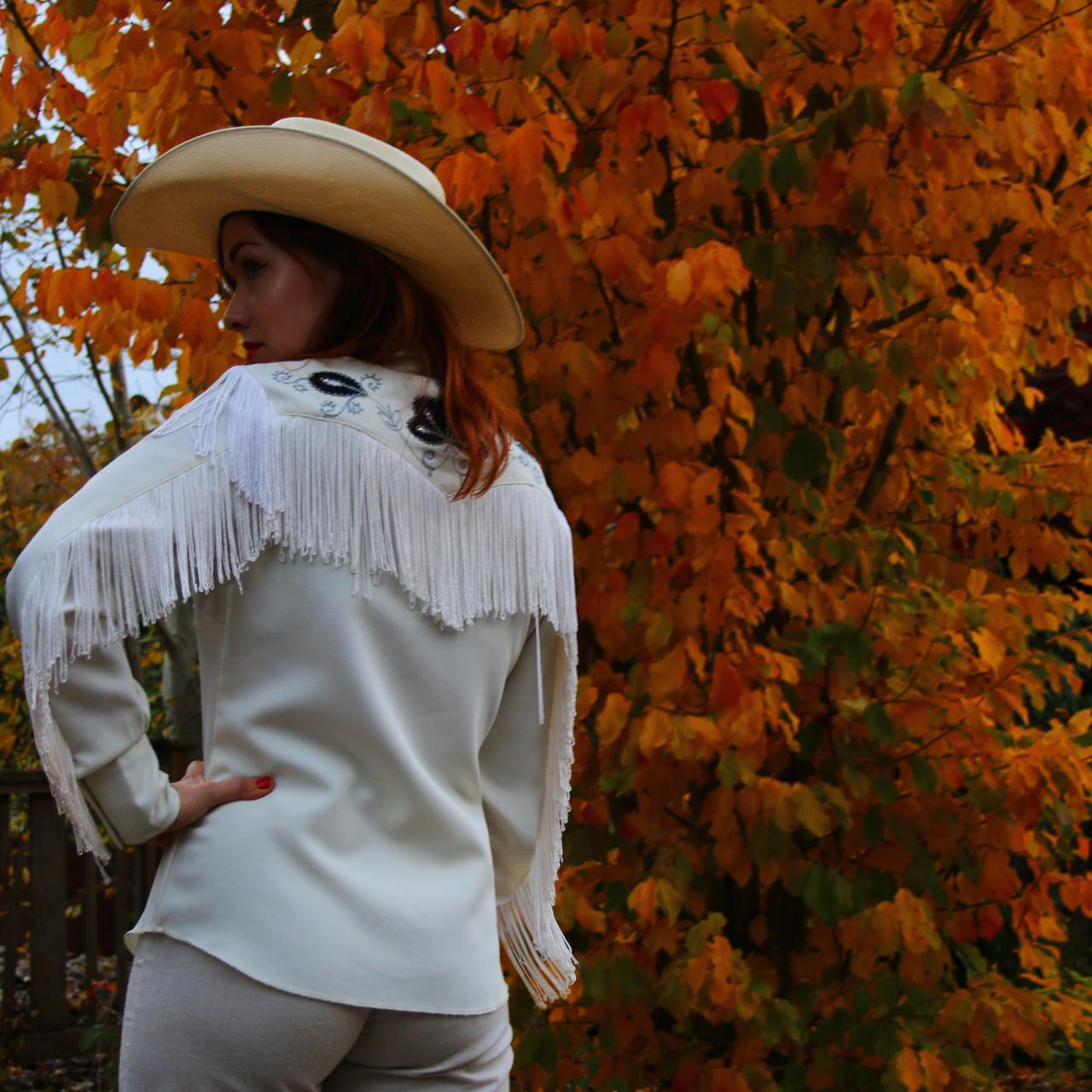 H bar C California Ranchwear white fringed shirt... | Depop