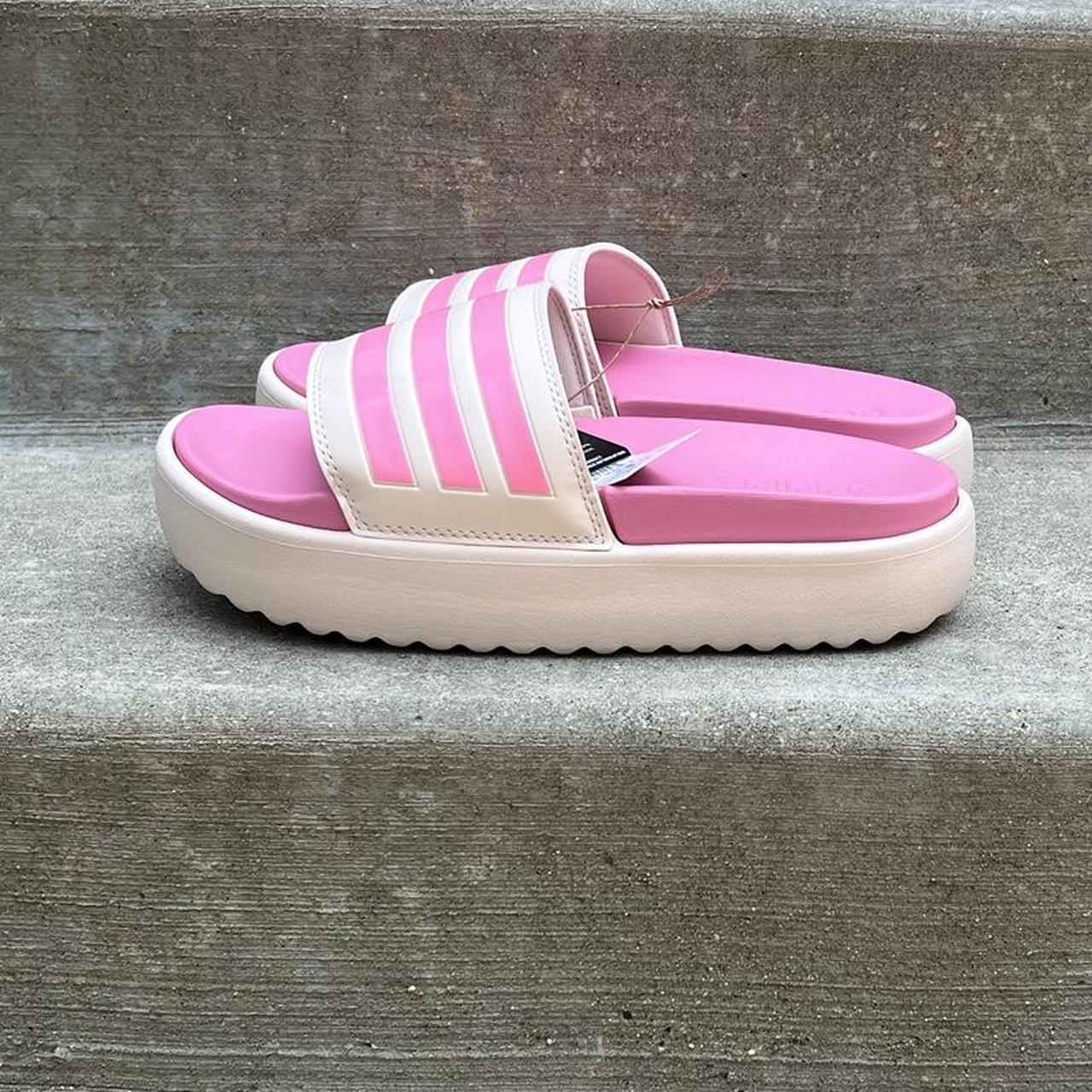 Adidas Adilette Pink Platform Slides... - Depop