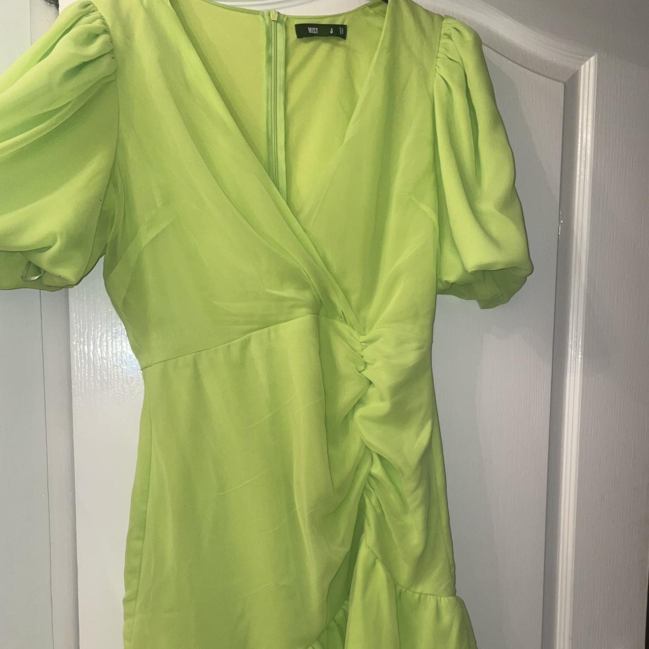 Missguided lime green puff sleeve dress. Absolutely... - Depop