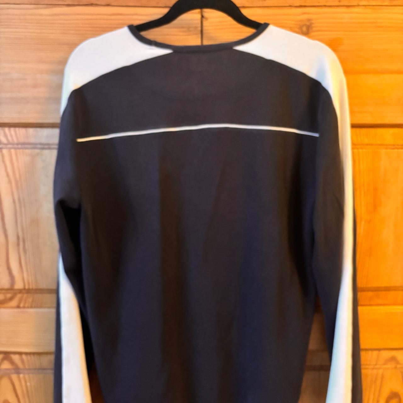 French Connection Navy & White Long Sleeved - M - Depop