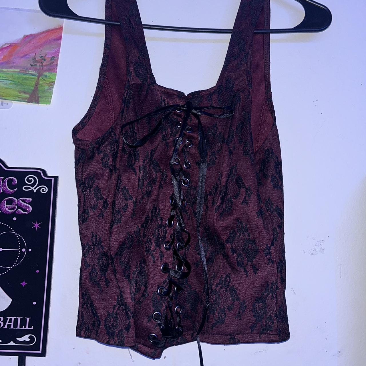 maroon buster/corset top - Depop