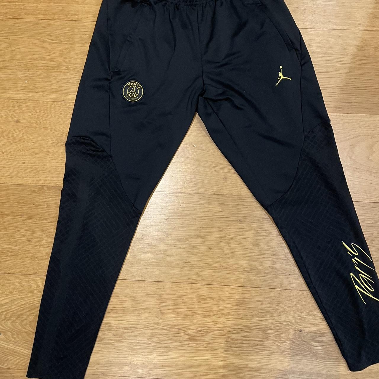 Jordan X PSG dri-fit bottoms Black and yellow Size L - Depop