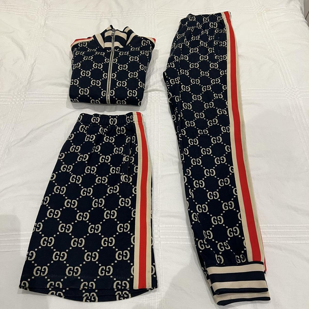 Gucci Blue and Red Jacquard Set Jacket (S),... - Depop