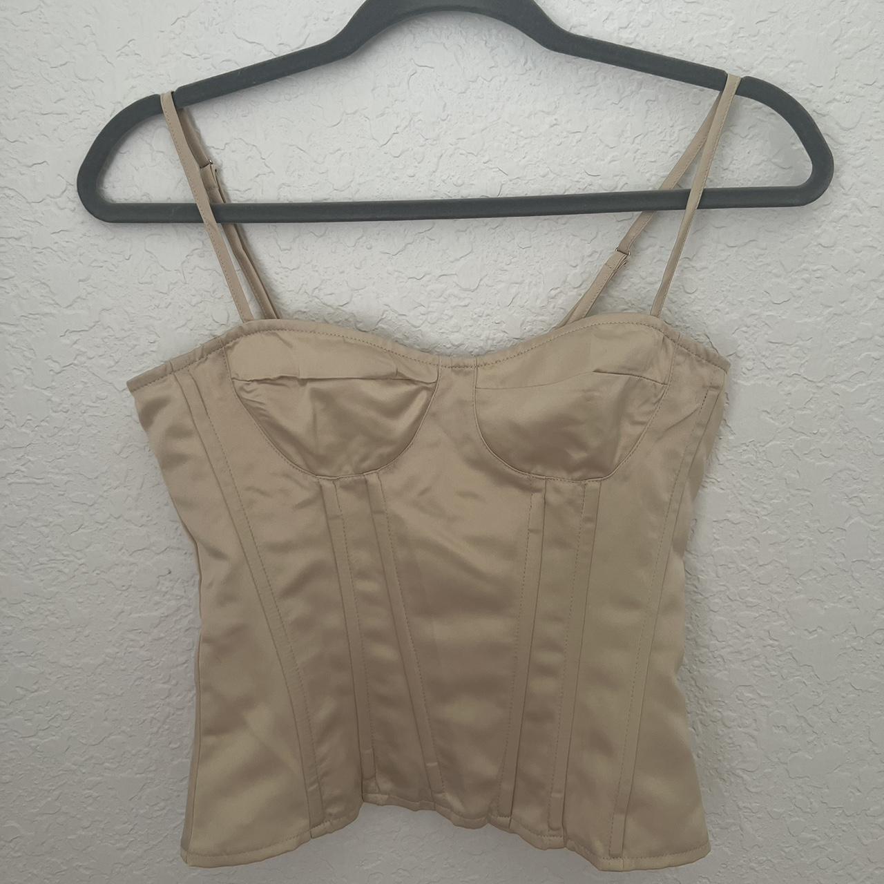 PrettyLittleThing Women's Cream Corset | Depop