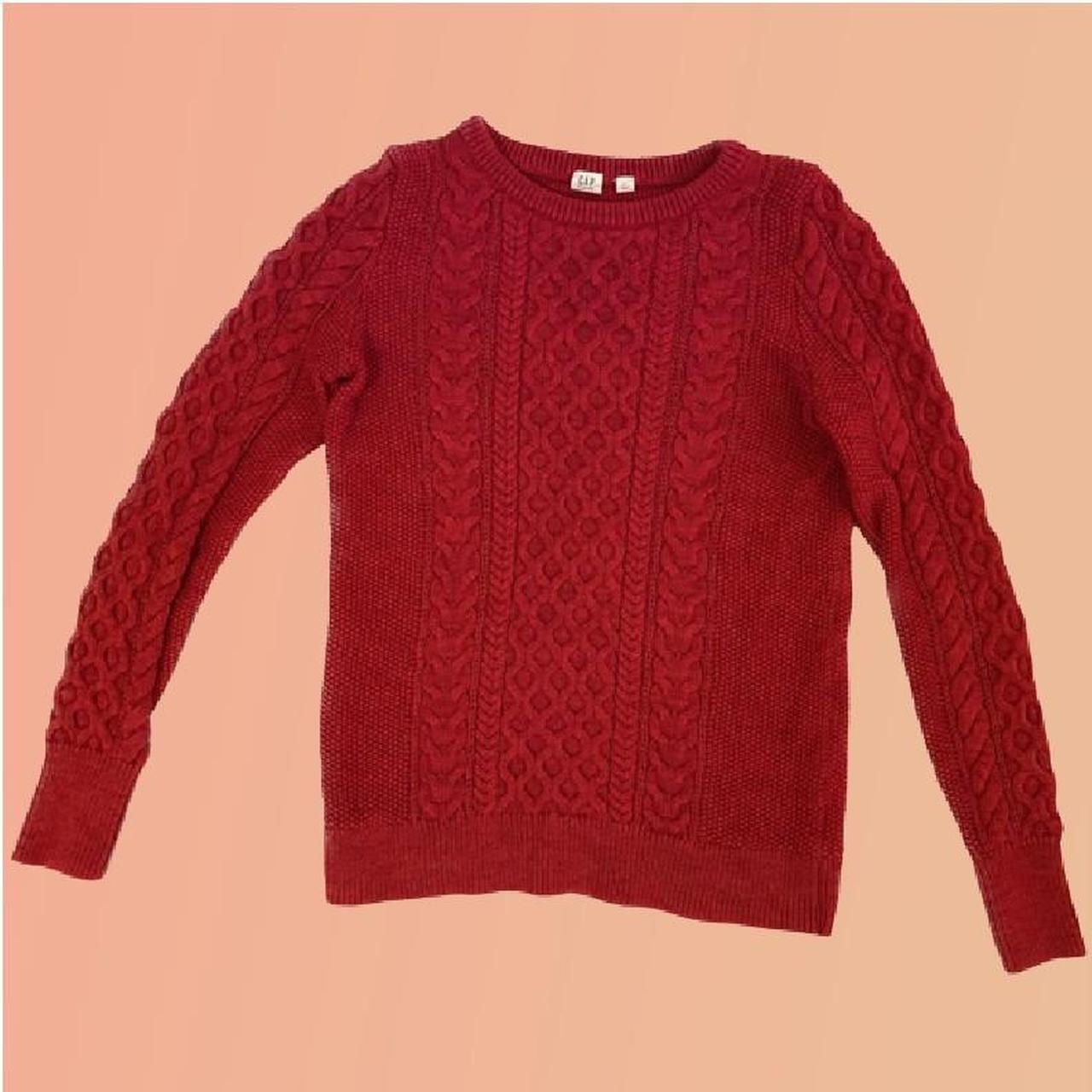 Red rib knit mom sweater. Thick, bright red, 100%... | Depop