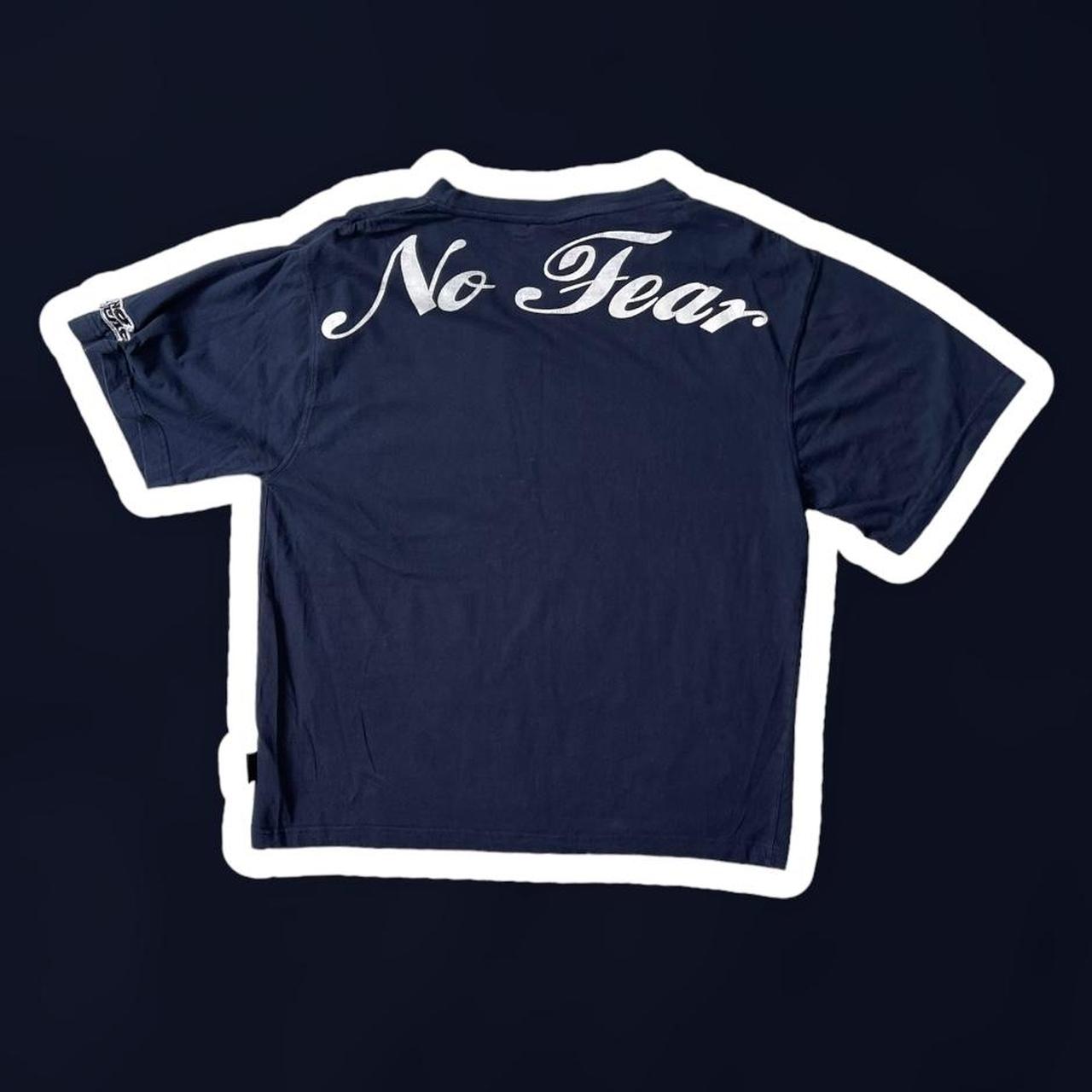 No Fear Men's Navy and White T-shirt | Depop
