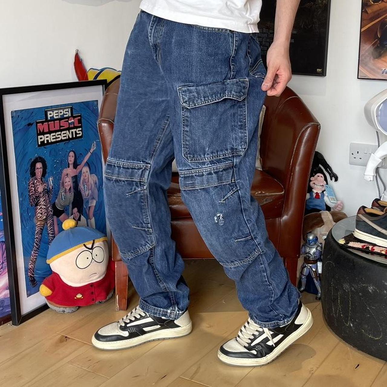 Vintage 00s Washed Baggy Distressed oversized cargo... - Depop