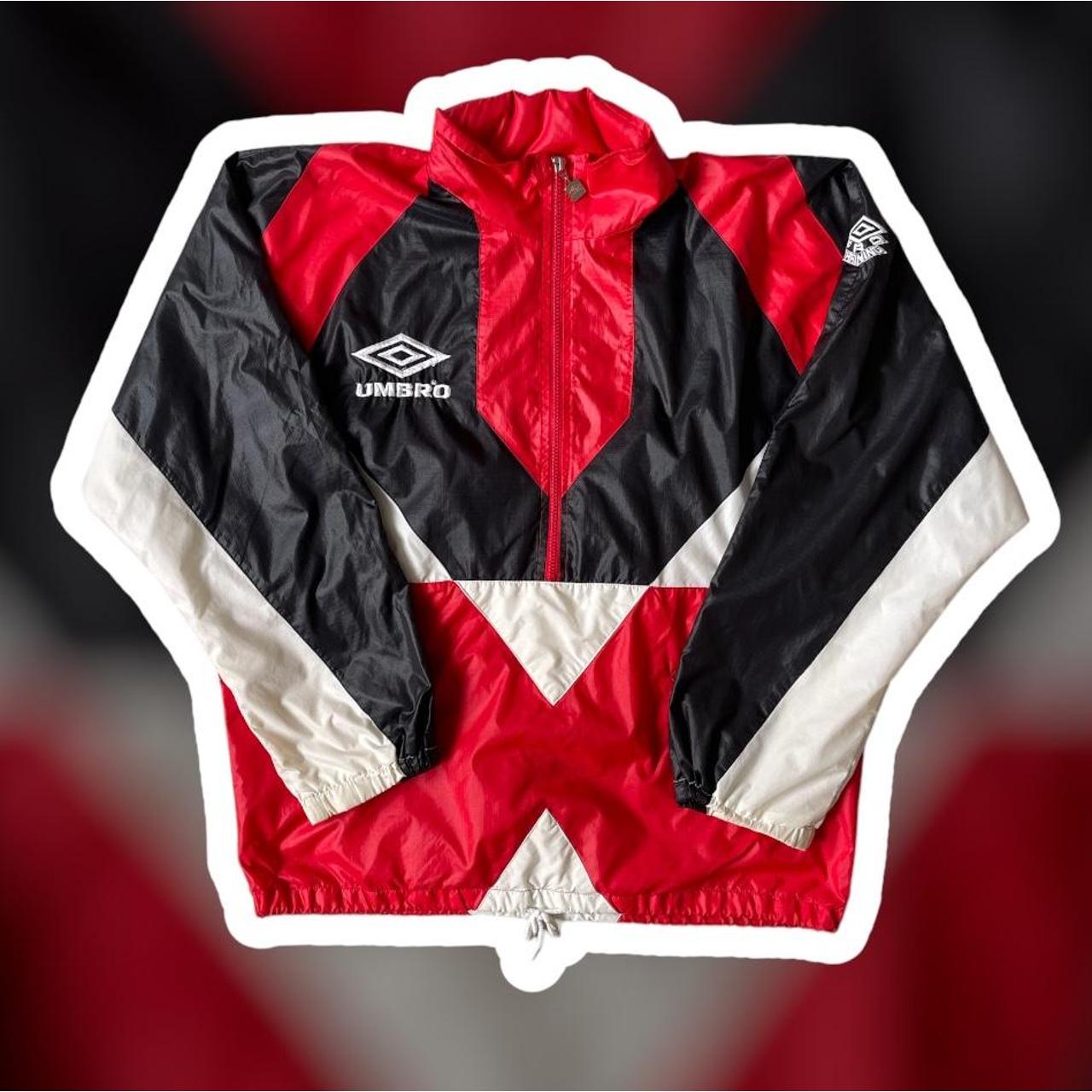 Vintage 90s Umbro 1/4 Quarter Zip-up Red/Black... - Depop