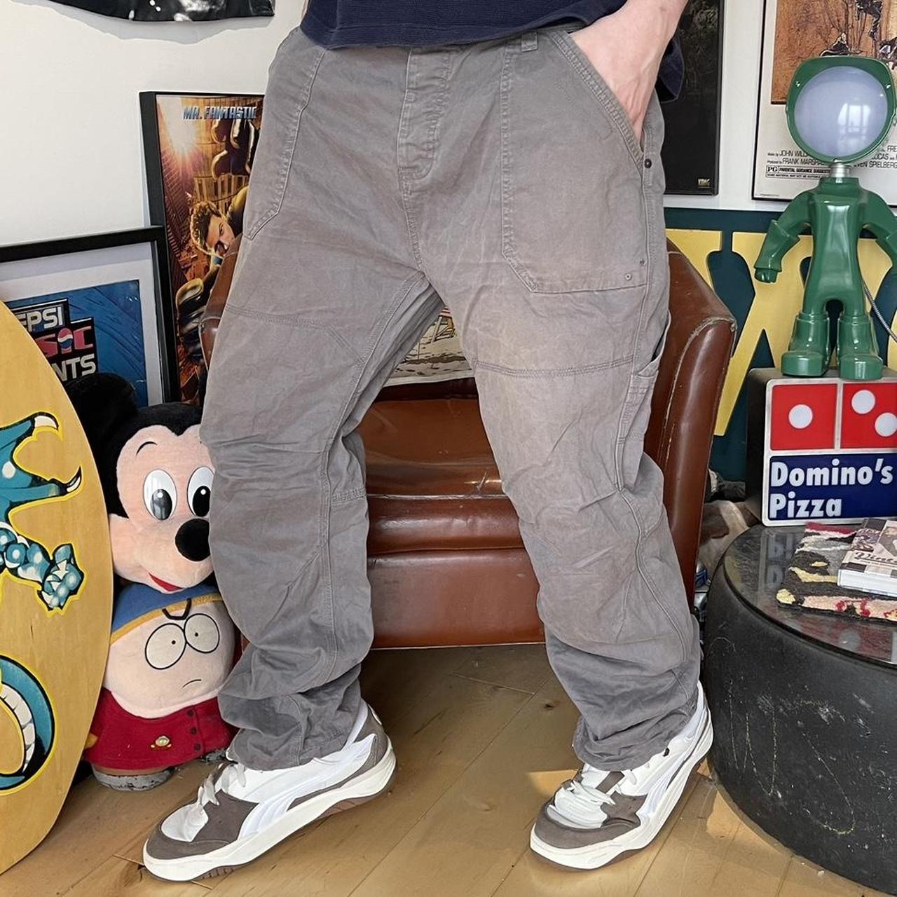 Grey Workwear Baggy Textured Trousers ️ ️Size:... - Depop