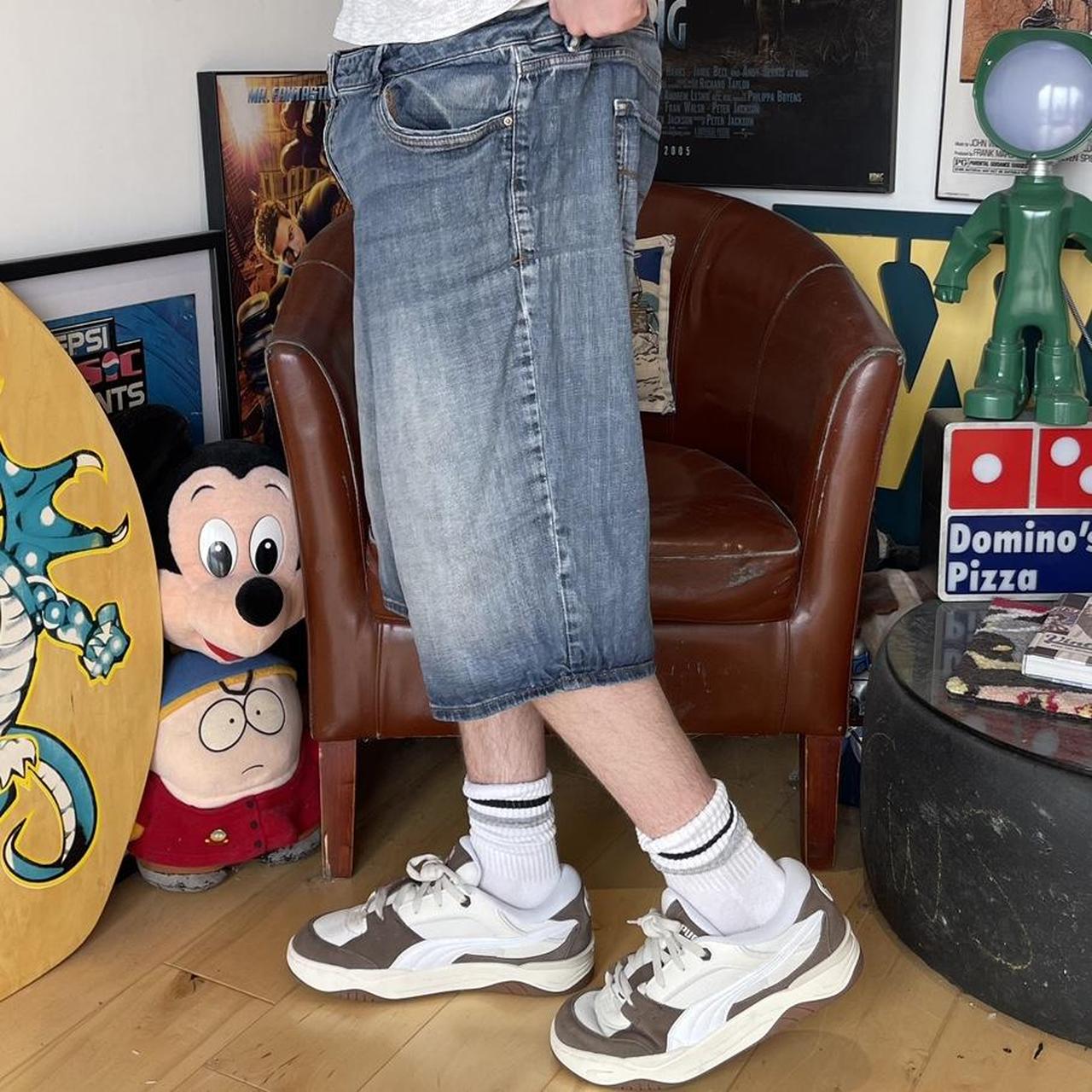 Denim baggy washed blue summer jort shorts... - Depop