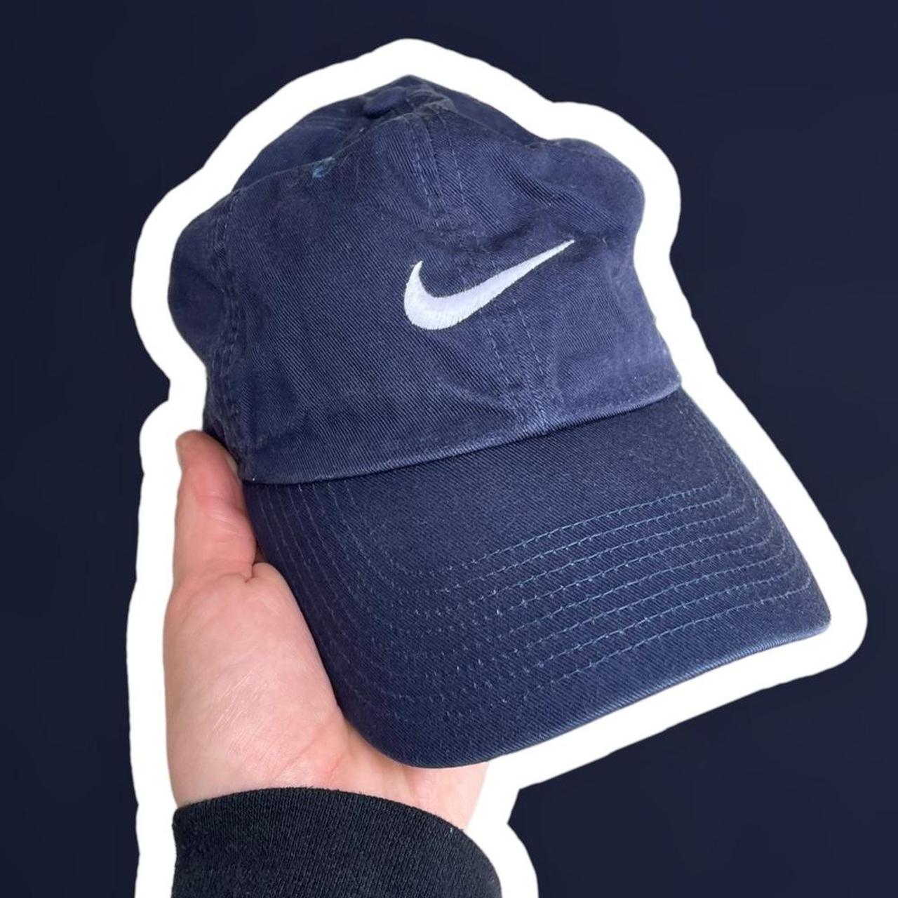 Nike Navy Blue White Swoosh Summer Sports cap hat... - Depop