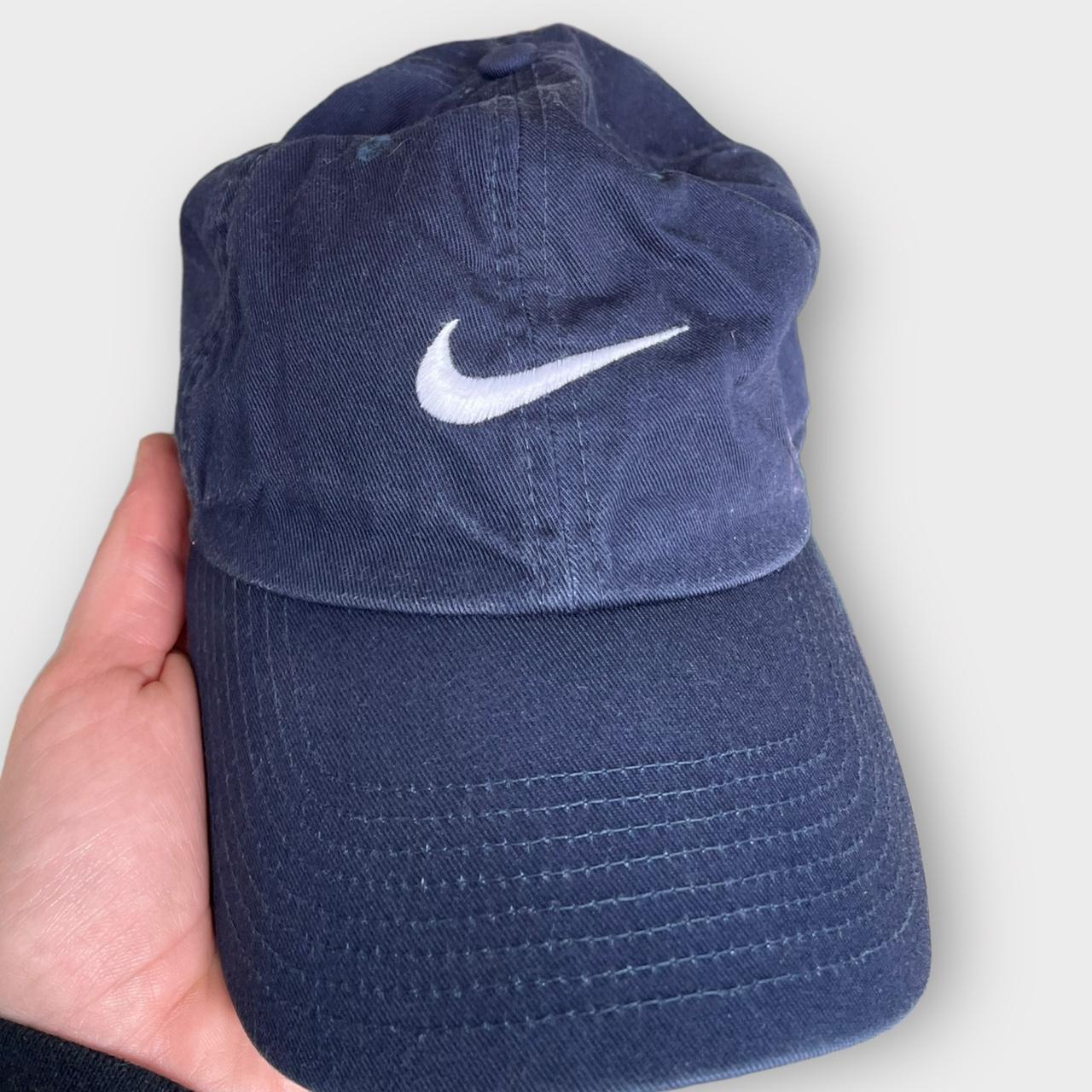Nike Navy Blue White Swoosh Summer Sports cap hat... - Depop