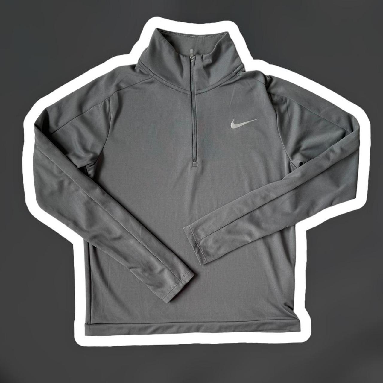 Nike Dri-fit grey zip-up 1/4 zip long sleeved top... - Depop