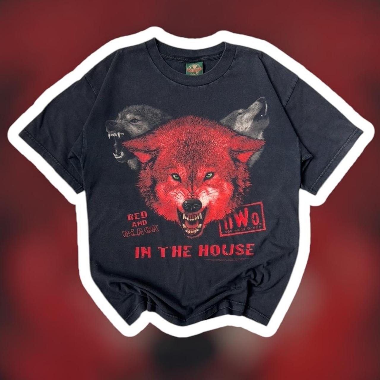 Vintage 90s WWF wresting NWO Wolfpac 1998’ black... - Depop