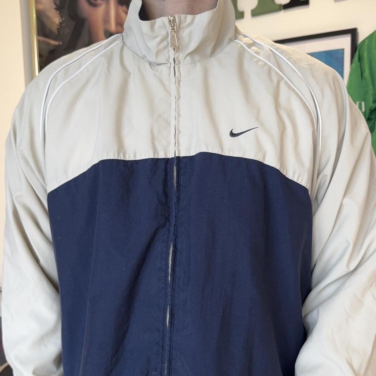 Vintage 00s Nike sportswear blue creme pattern... | Depop