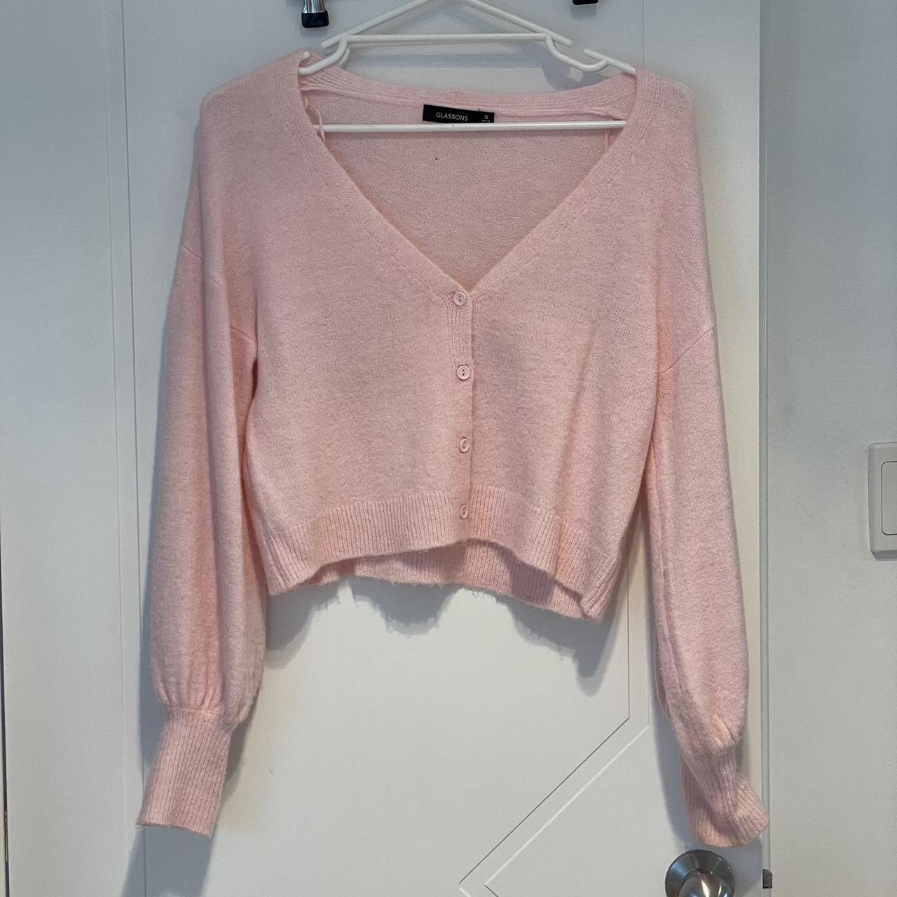 Glassons baby pink cropped cardigan Size S - Depop