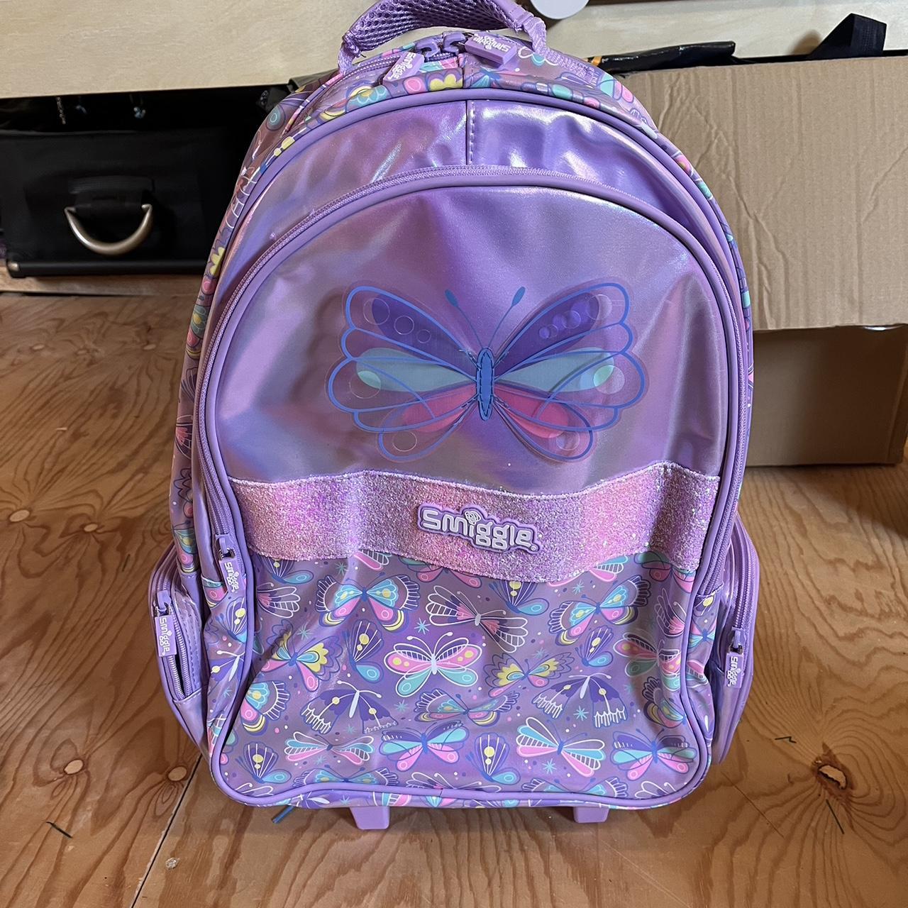 Purple Smiggle backpack with butterfly design.... - Depop