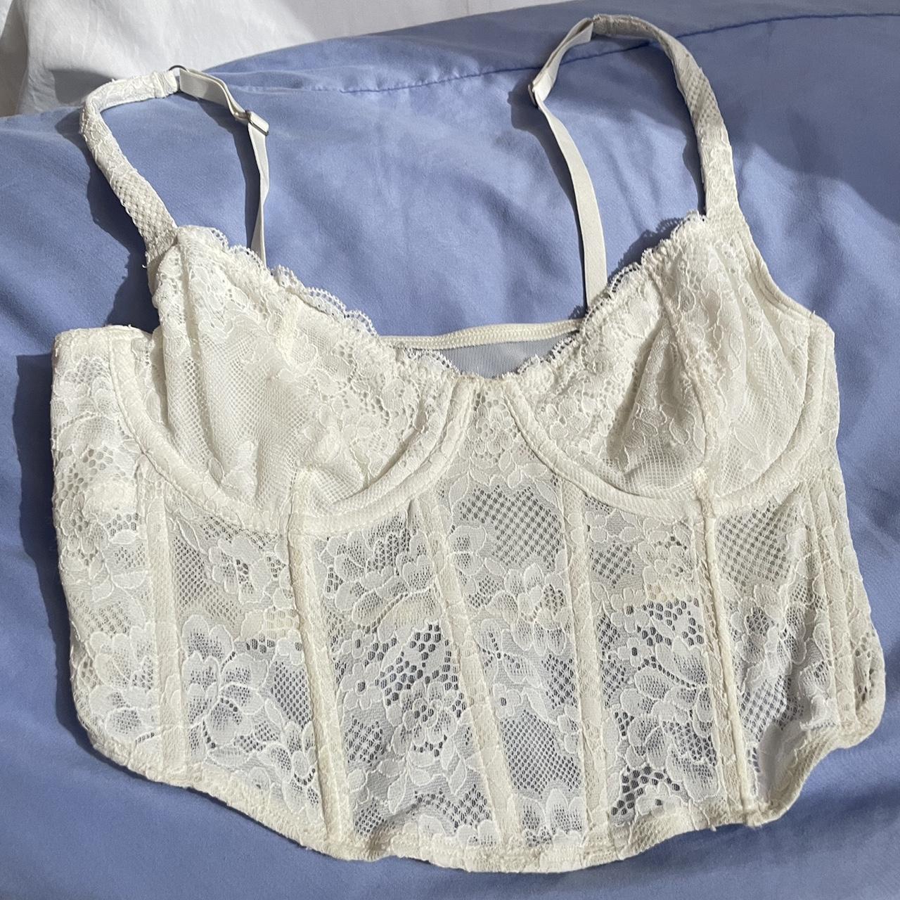 Hollister Gilly Hicks White Lace Bustier Corset... | Depop
