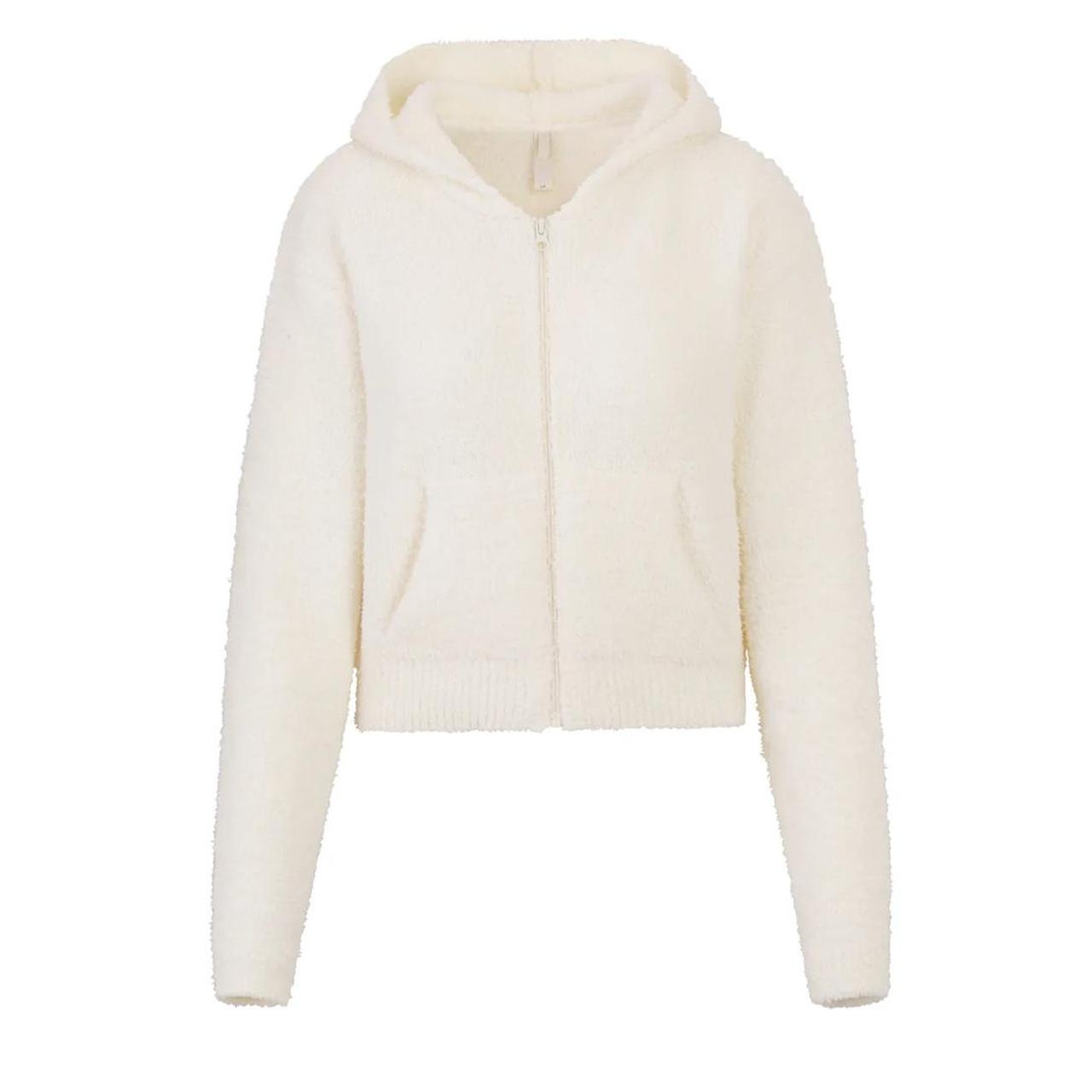 SKIMS COZY KNIT ZIP UP HOODIE XS (fits xxs-m. I wear... - Depop