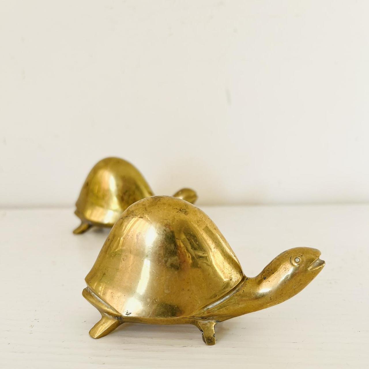 A lovely little pair of vintage brass turtles These... - Depop