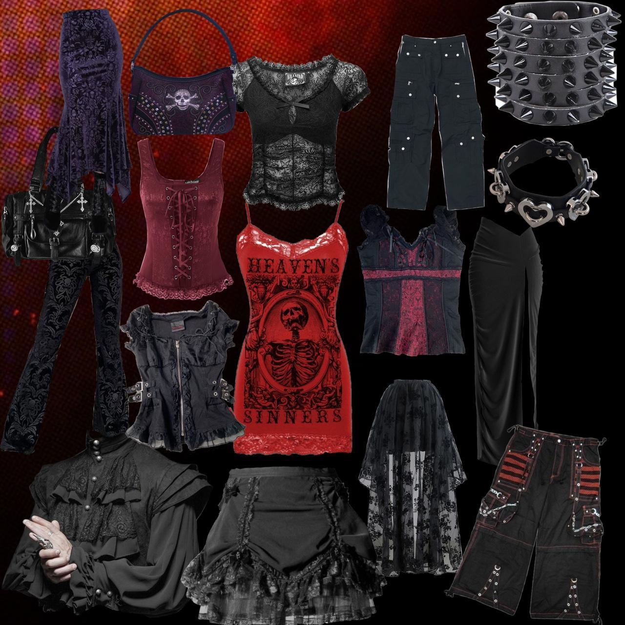 Vampire goth bundle: 2 tops, 2 pants, 1 skirt, 1 or... | Depop