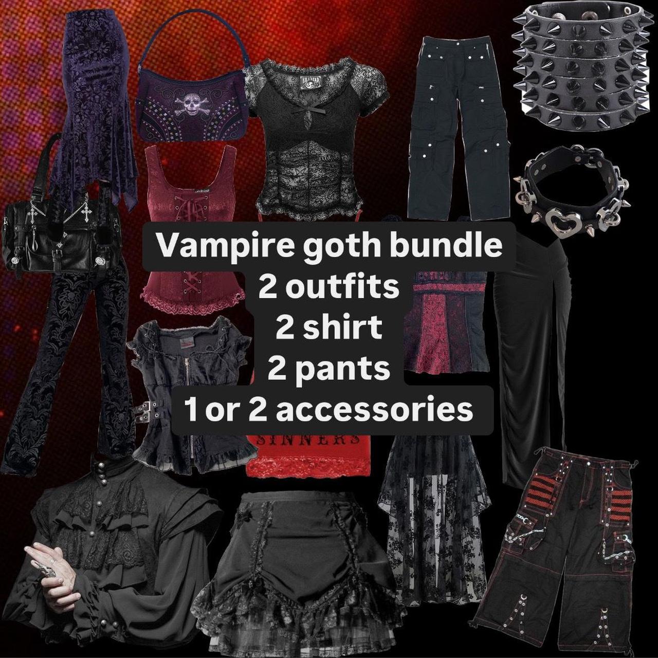 Vampire goth bundle: 2 tops, 2 pants, 1 skirt, 1 or... | Depop