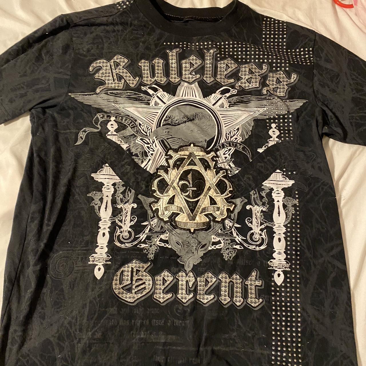 Oversized goth rhinestone vintage shirt . - Depop