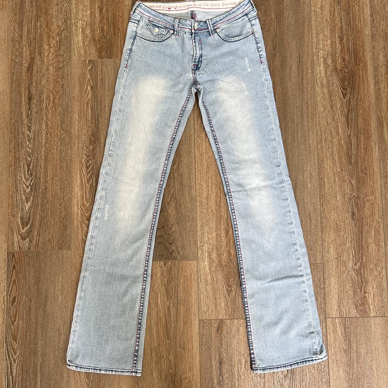 Pepe London jeans with pink stitching - Depop