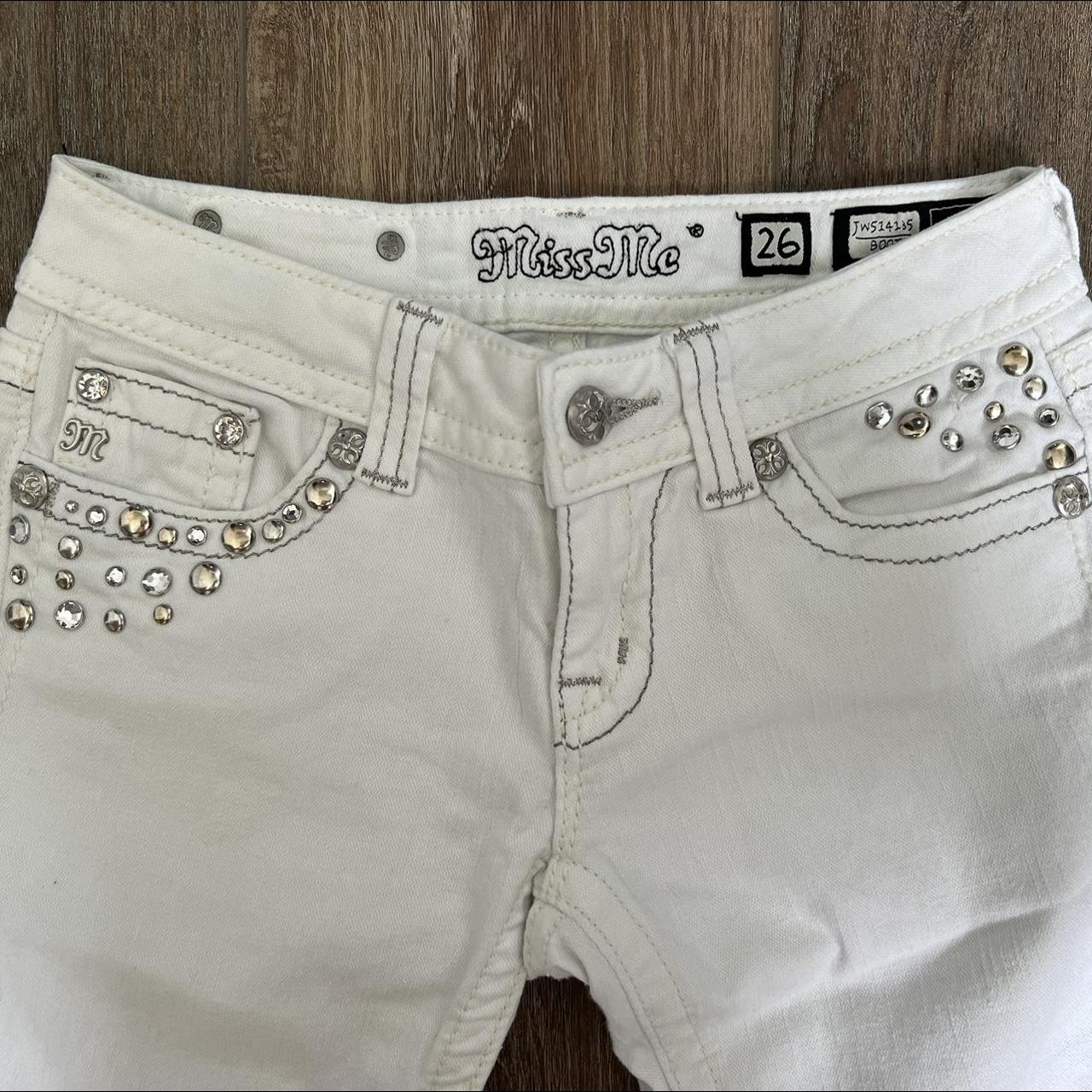Vintage MissMe white flare jeans with embellished... - Depop