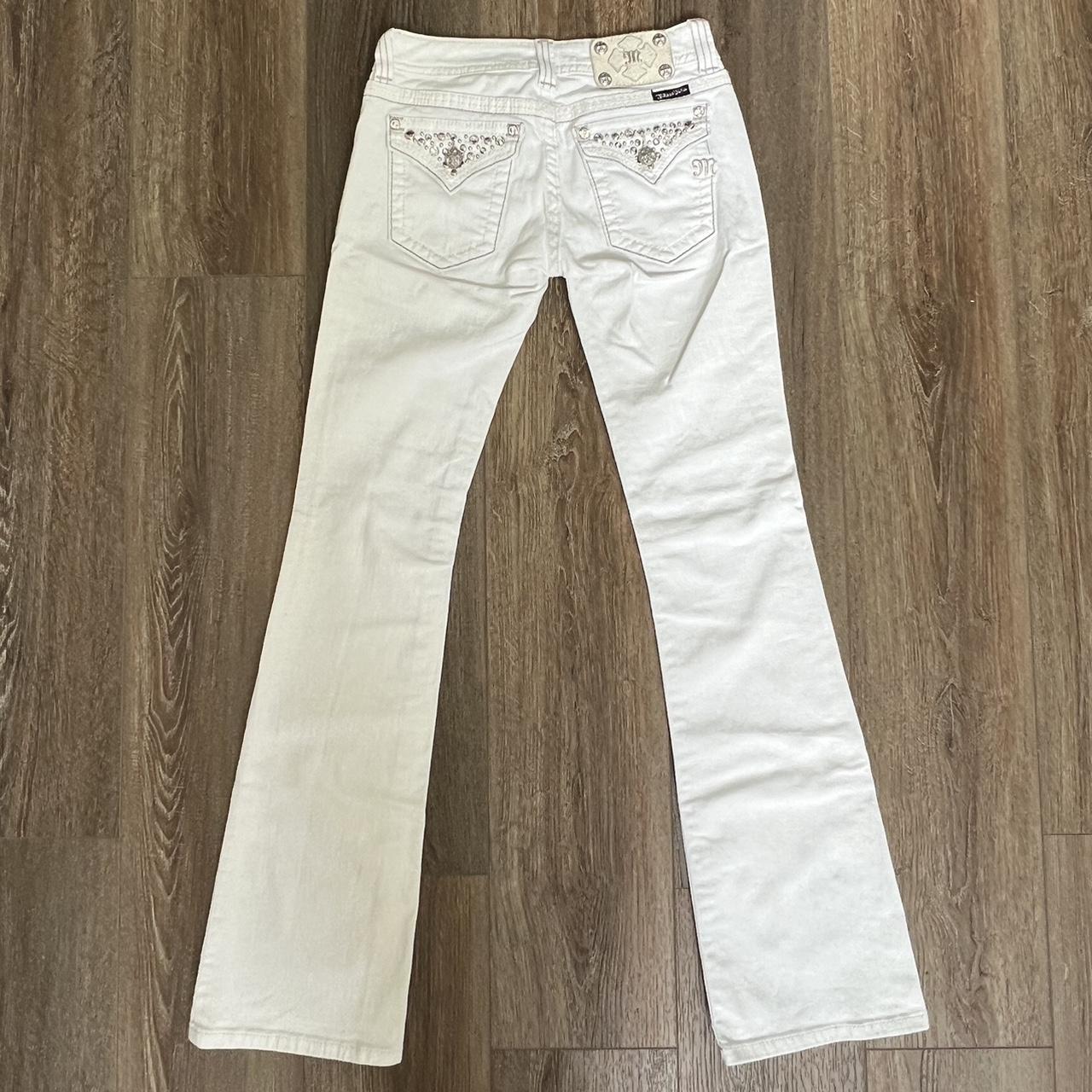 Vintage MissMe white flare jeans with embellished... - Depop