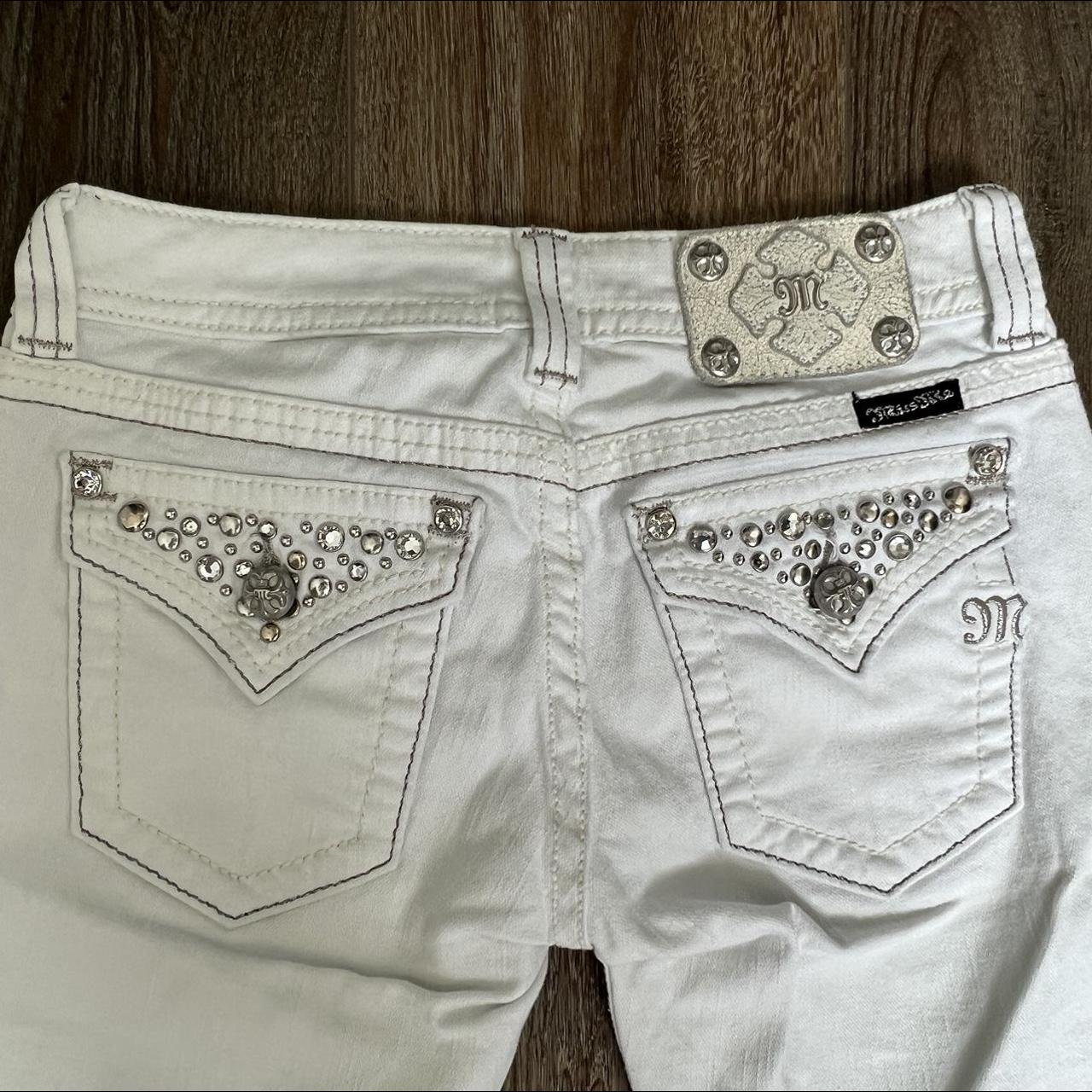 Vintage MissMe white flare jeans with embellished... - Depop