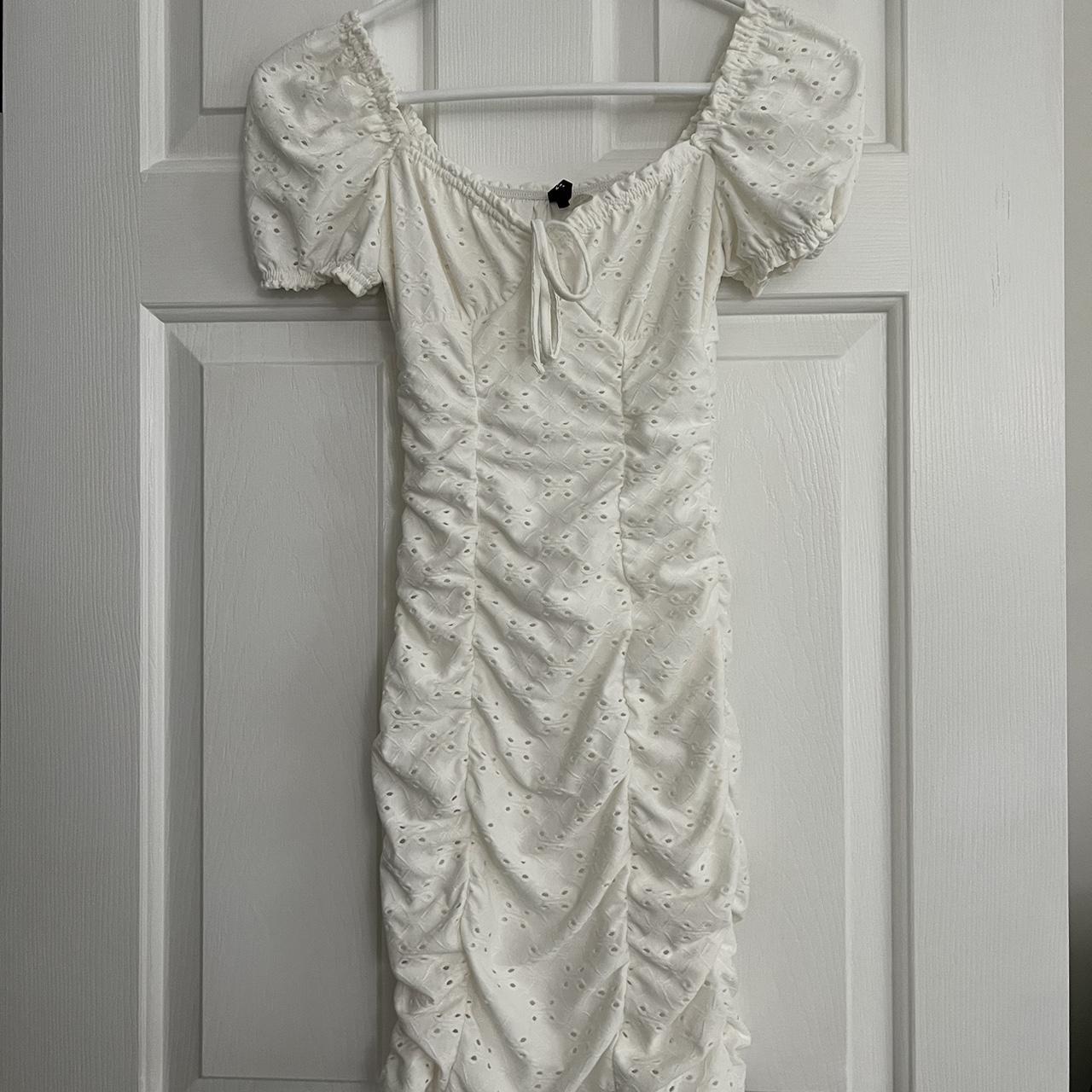 White eyelet dress Super cute and form fitting; was... - Depop