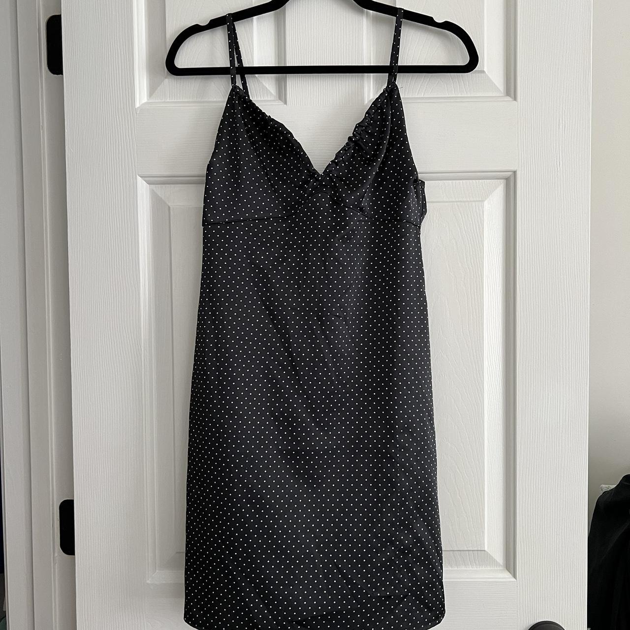 Black and white polka dot satin dress made in Italy - Depop