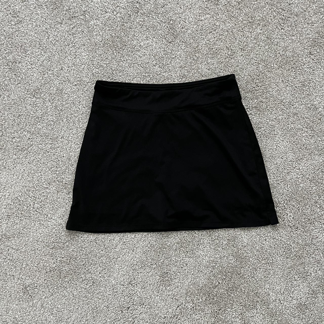 Black mini skirt with built in shorts and slits on... - Depop