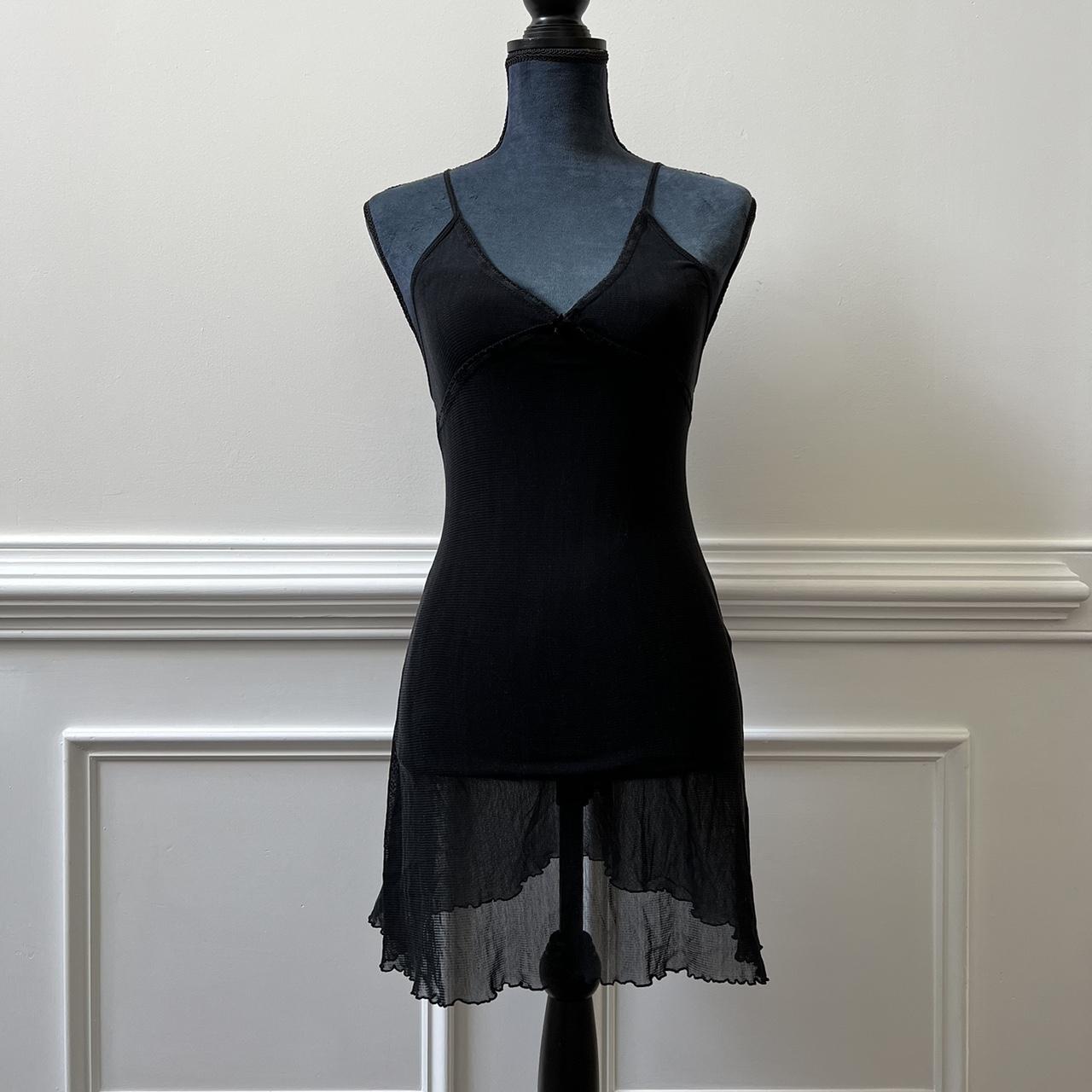 Black slip dress (see-through mesh material) tag... - Depop