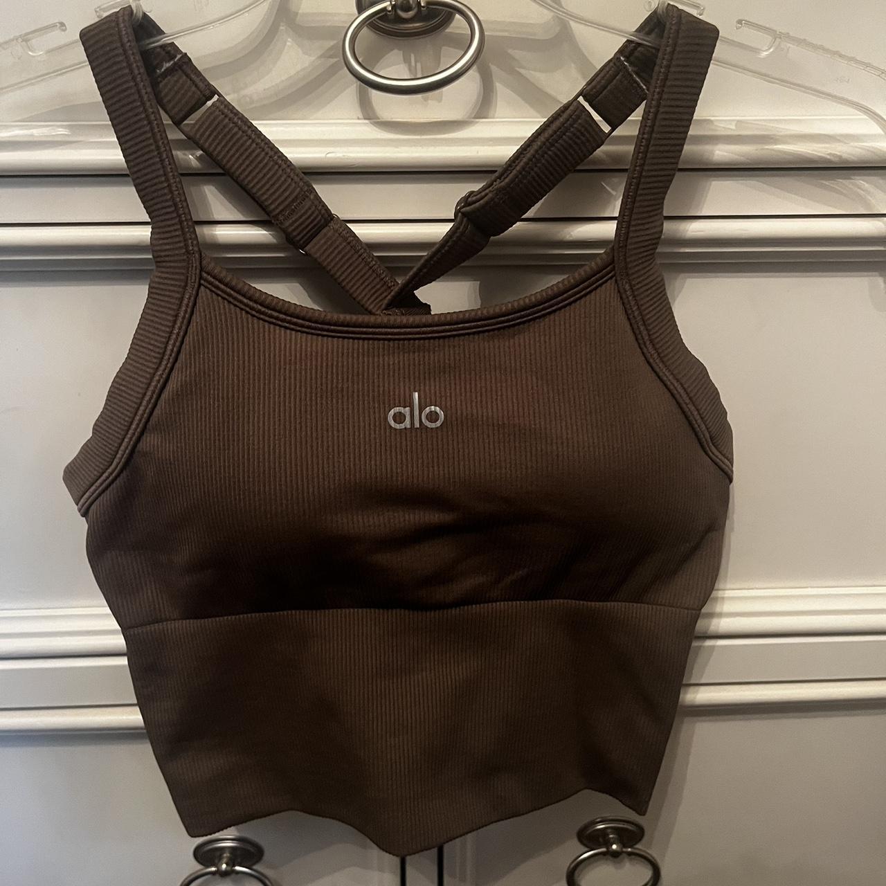 Alo yoga seamless rib favorite bra tank Olive green... - Depop