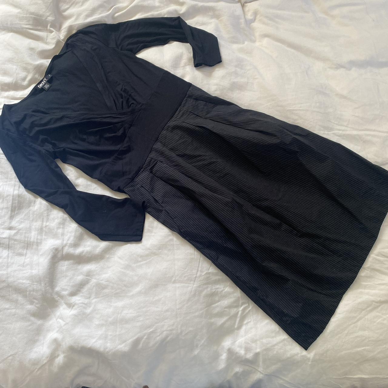 DKNY Y2k pinstripe dress. Super soft bodice and... - Depop