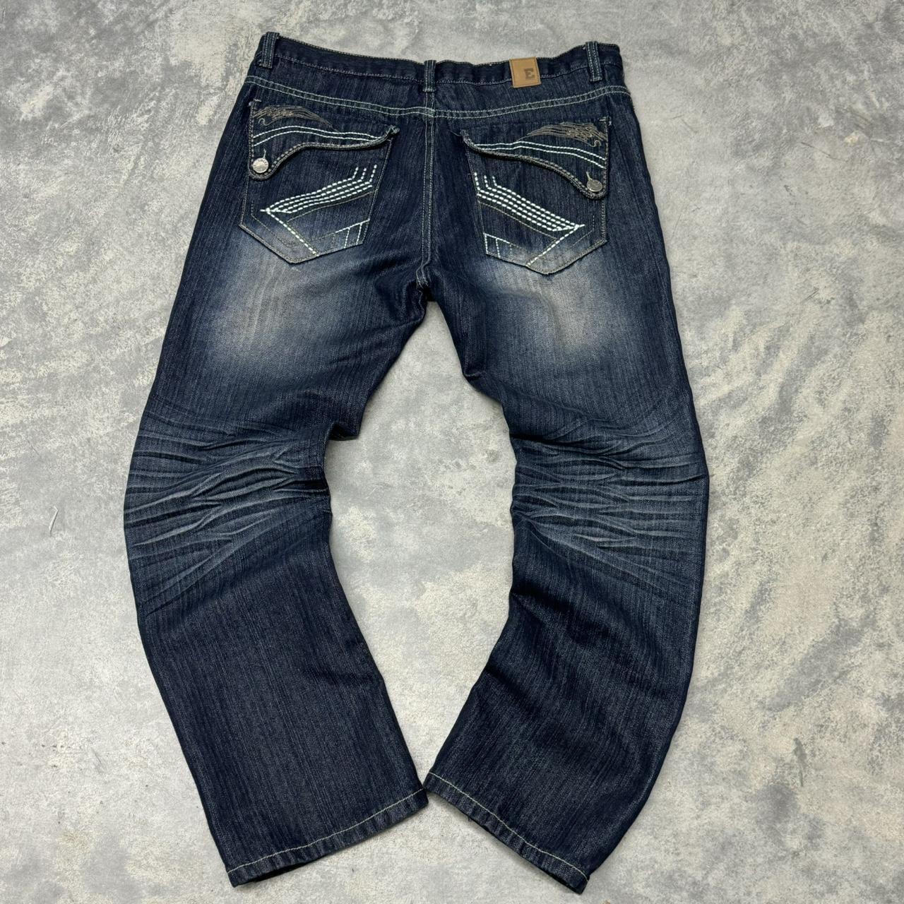 Y2k Emcee Embroidered Baggy Jeans 38 x... - Depop