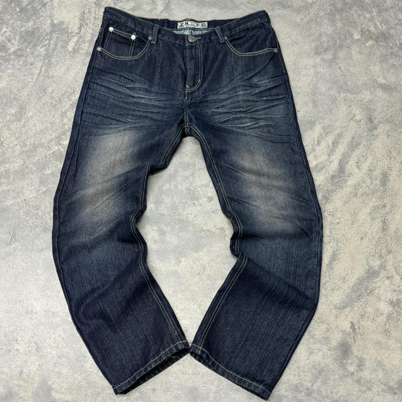 Y2k Emcee Embroidered Baggy Jeans 38 x... - Depop