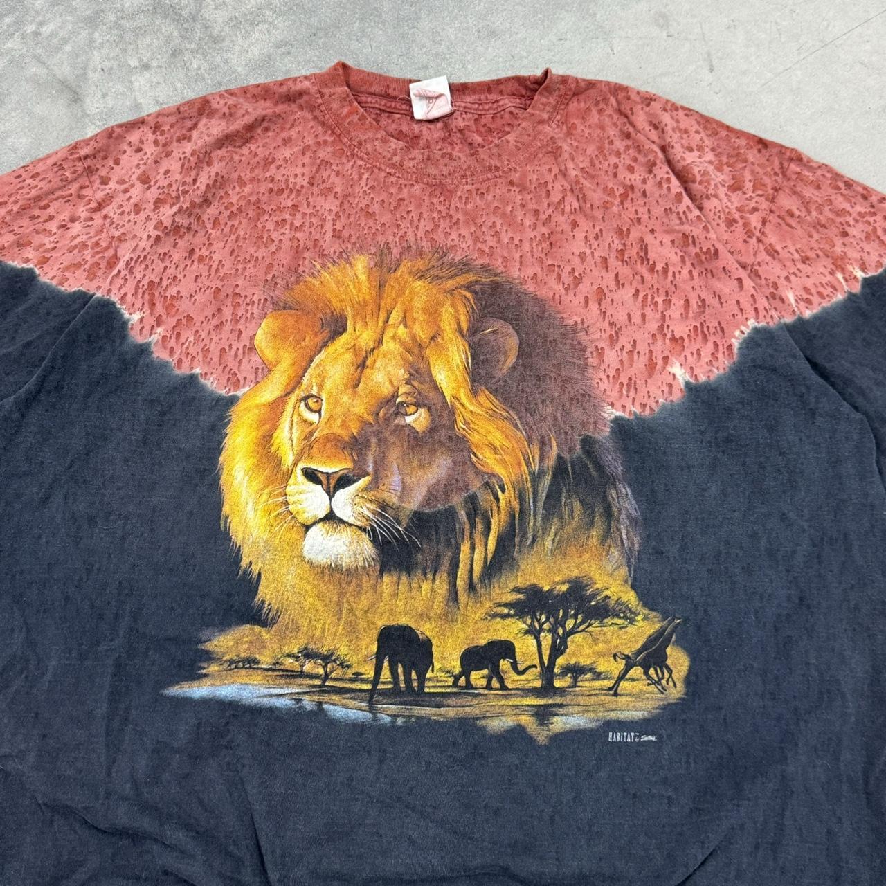 Vintage 90s Rainforest Cafe Lion All Over Print... | Depop