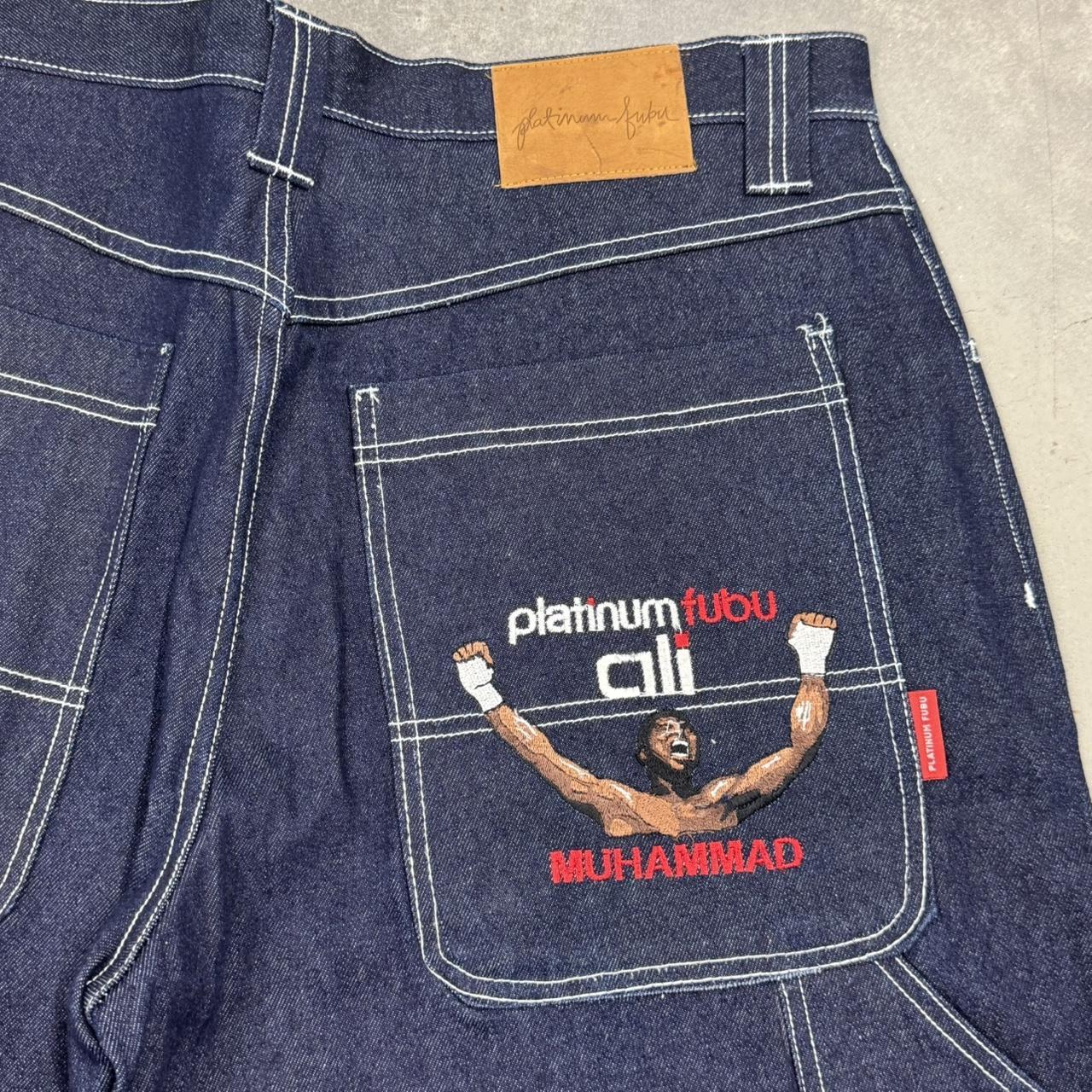 Vintage Platinum Fubu Muhammad Ali Embroidered Baggy... - Depop