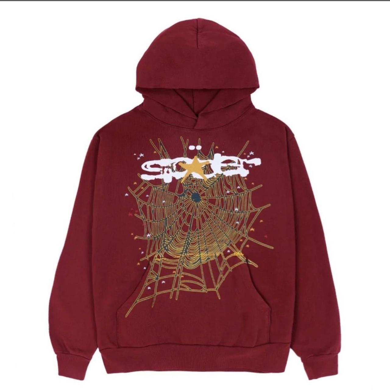 BRAND NEW UNWORN SP5DER WORLDWIDE HOODIE maroon... - Depop